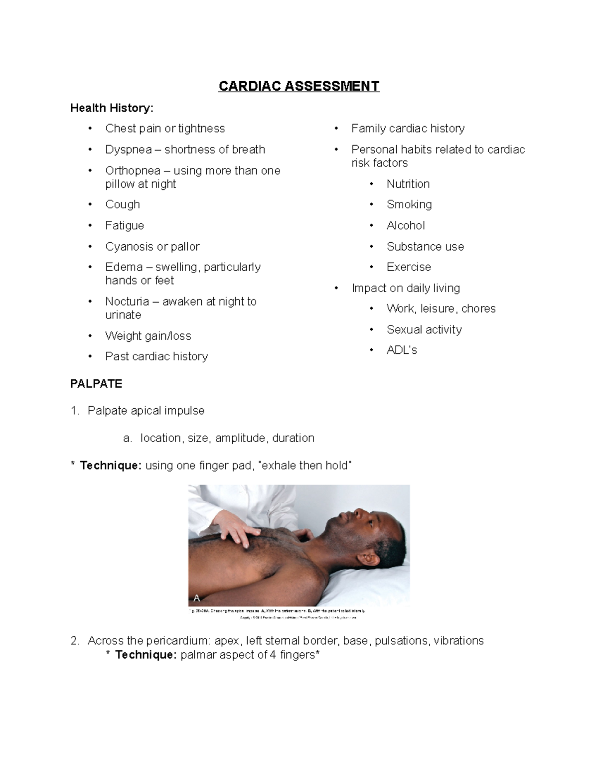 Cardiac Assessment - health and healing - CARDIAC ASSESSMENT Health ...