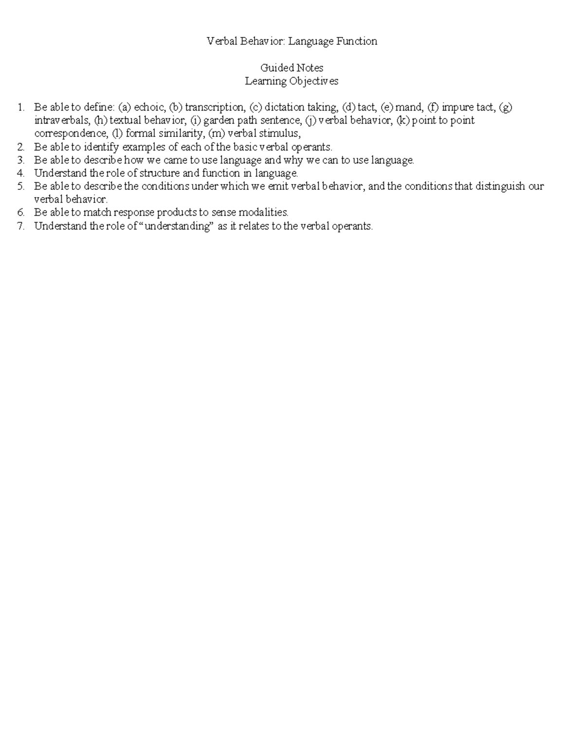 15-Verbal Behavior - Dr. Sy guided notes - Guided Notes Learning ...