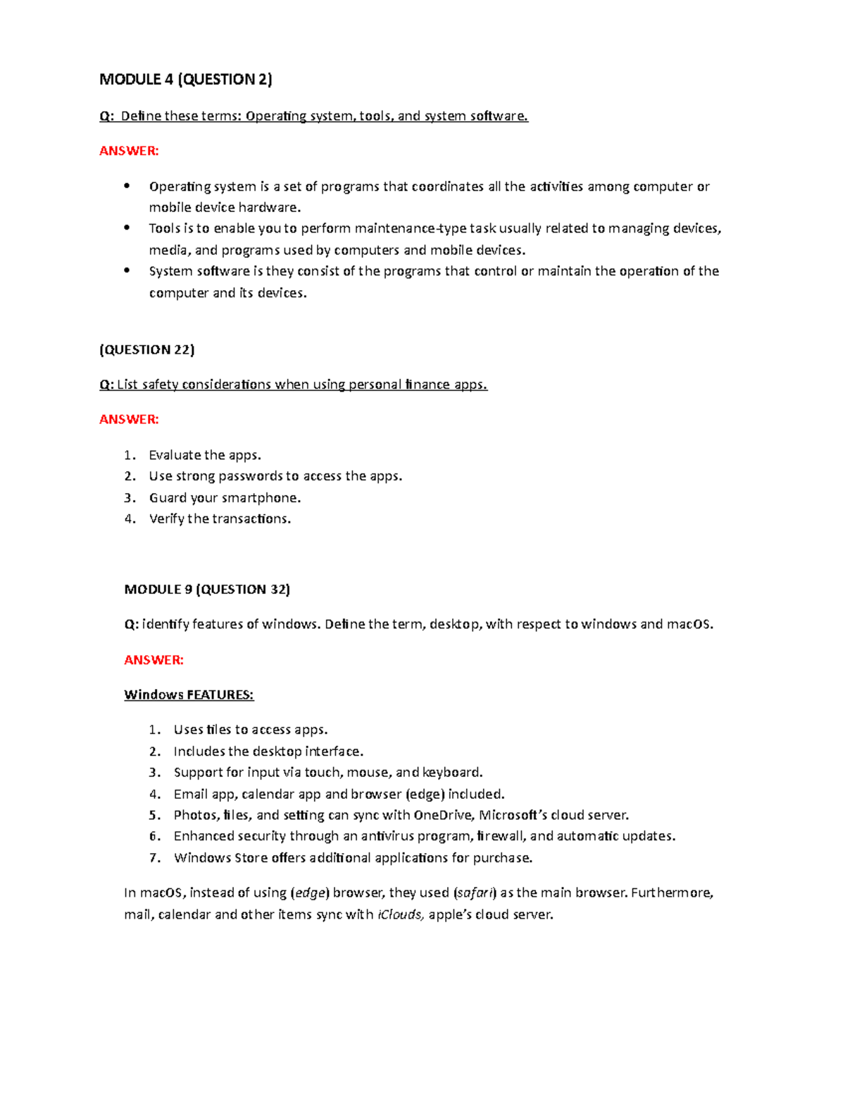 Module 4 - great nice,best for revision!! chaiyo answering your exam ...