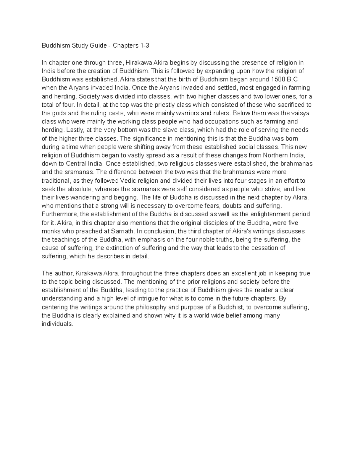 Buddhism Study Guide - Chapters 1-3 - This is followed by expanding ...