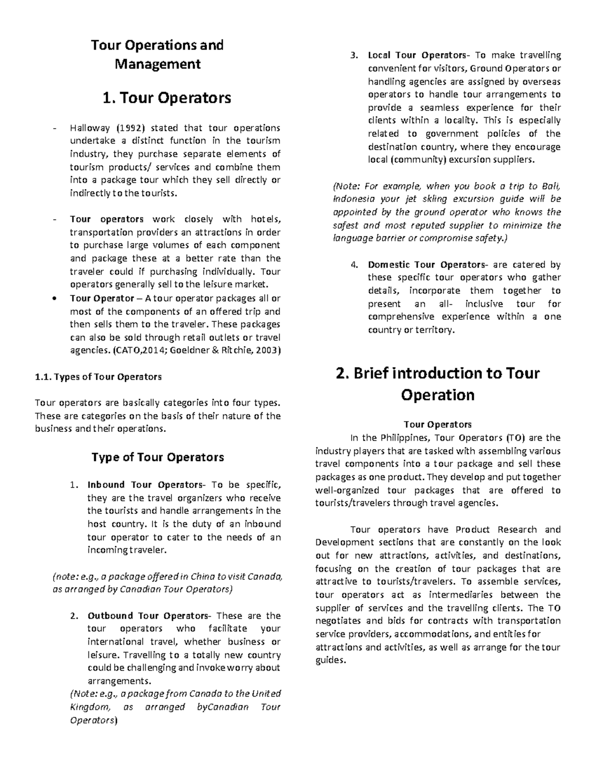 Tour Operators and Tour Operations - BS International Travel and ...