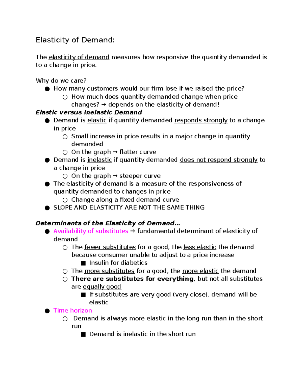 Ch. 5 Economics - Elasticity of Demand: The elasticity of demand ...