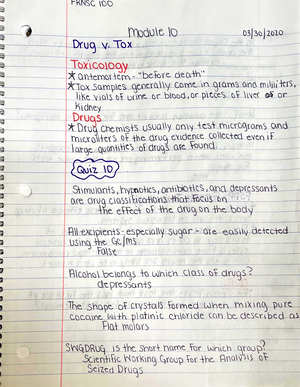 Case Notes - Drug Chem and Tox - PENN STATE UNIVERSITY CRIME LAB 1313 ...