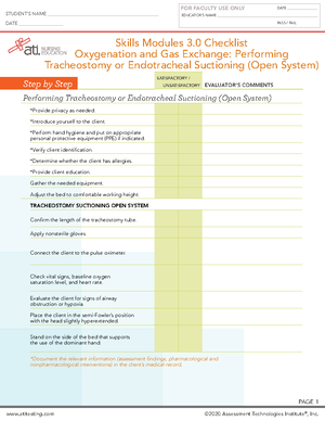 Skills Checklist Airway Trach Endo Suctioning - EDUCATOR IMPLEMENTATION ...