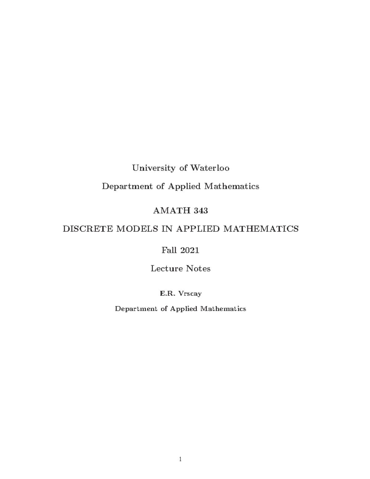 Week1 - first week matirial - University of Waterloo Department of ...