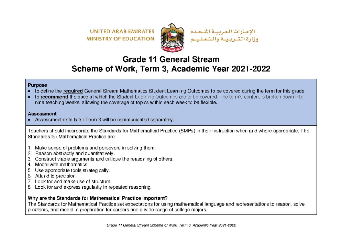 Document - Math - Grade 11 General Stream Scheme of Work, Term 3 ...