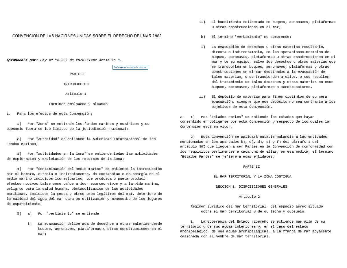 Convemar - Ley - CONVENCION DE LAS NACIONES UNIDAS SOBRE EL DERECHO DEL ...