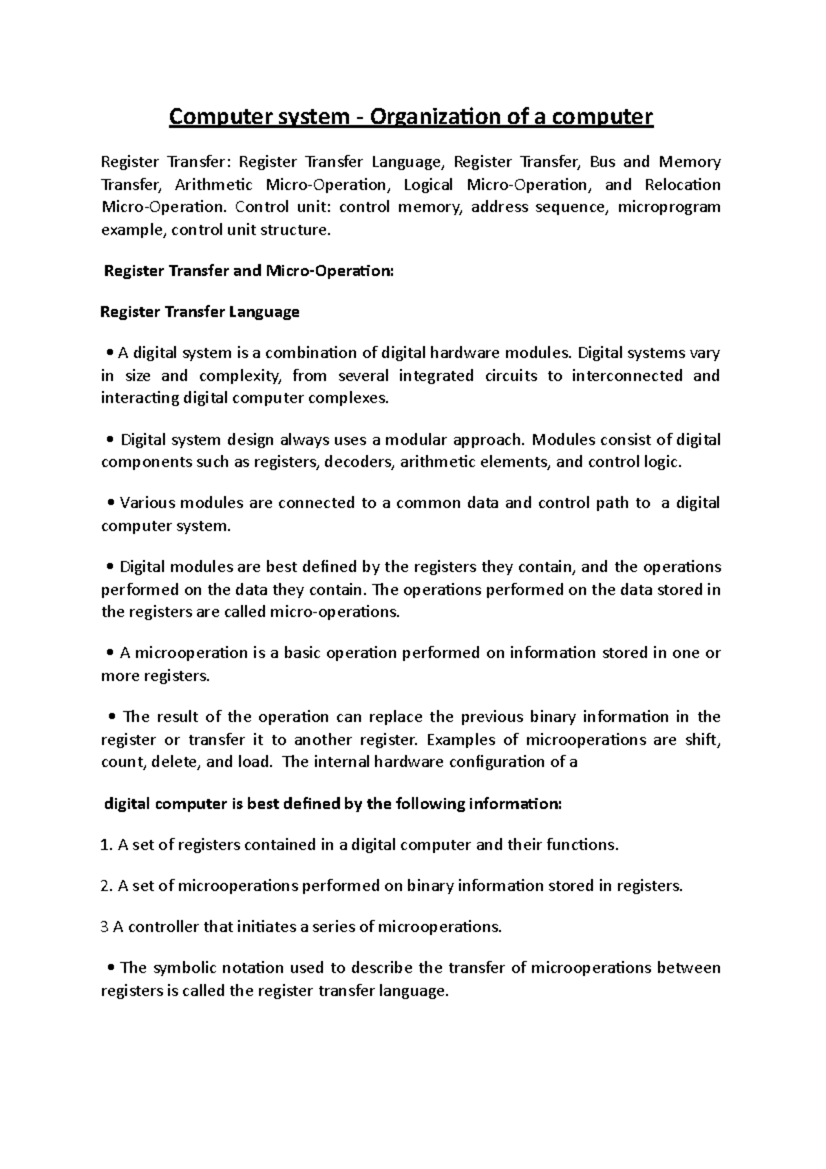 Computer system - Organization of a computer - Control unit: control ...