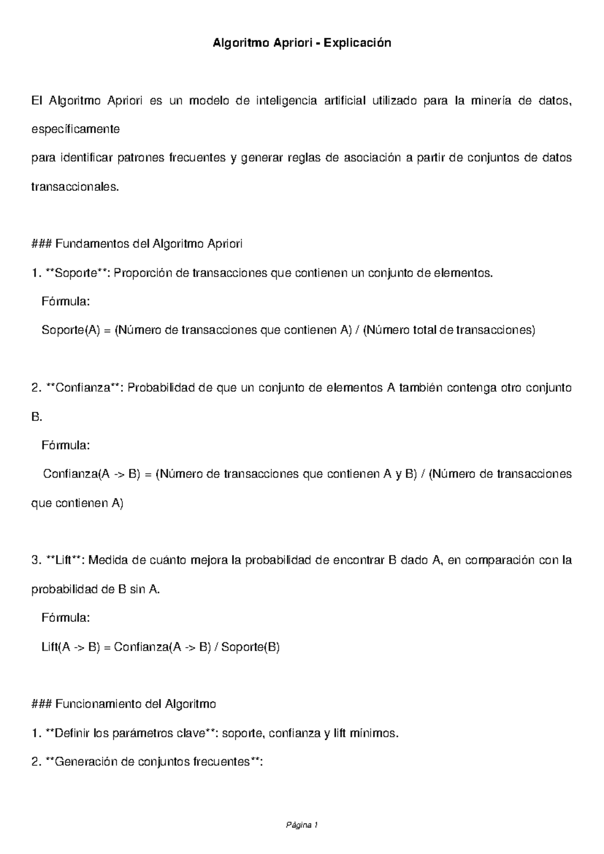 Algoritmo Apriori Explicacion Algoritmo Apriori Explicación El 9400