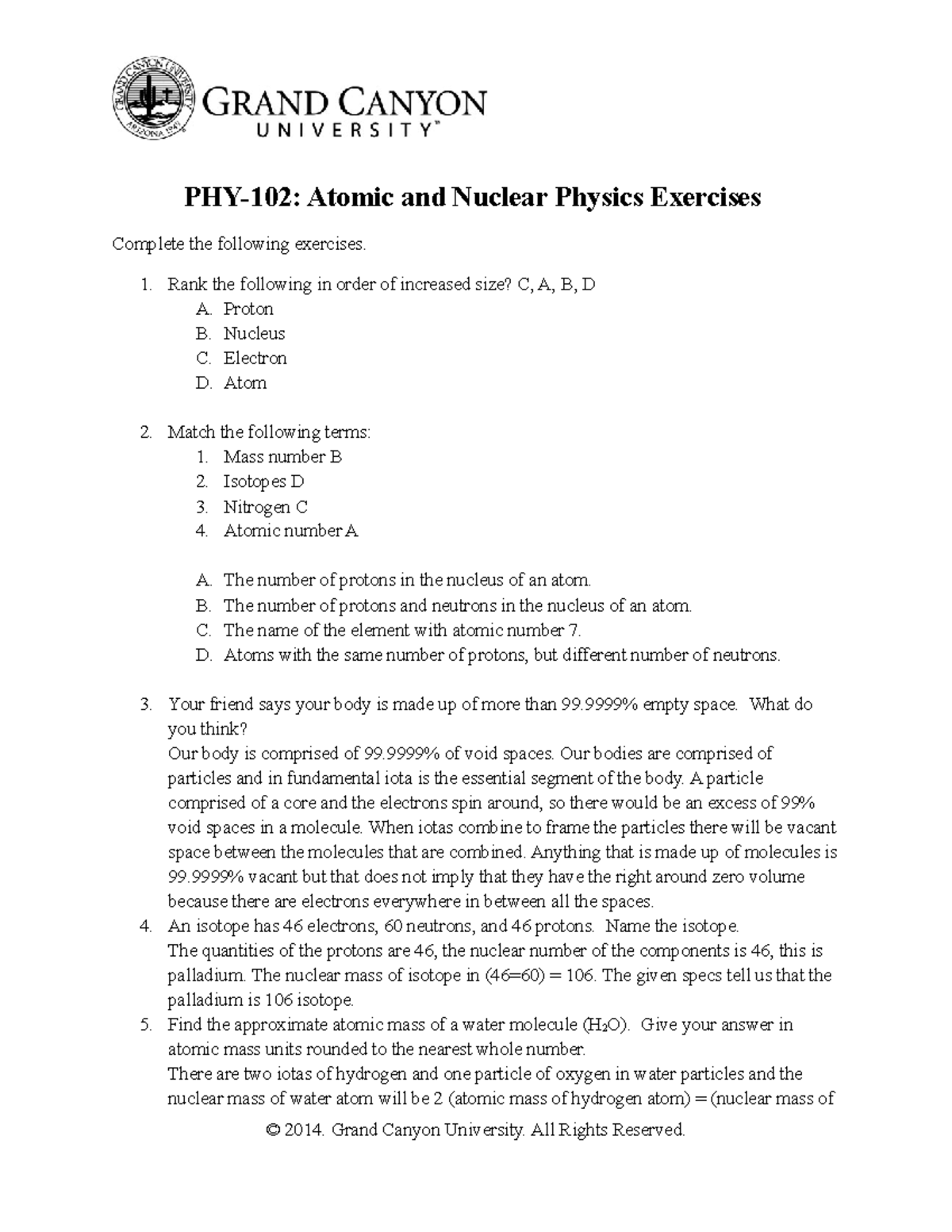 PHY 102 R Atomicand Nuclear Physics Exercises - PHY-102: Atomic and Nuclear Physics Exercises ...