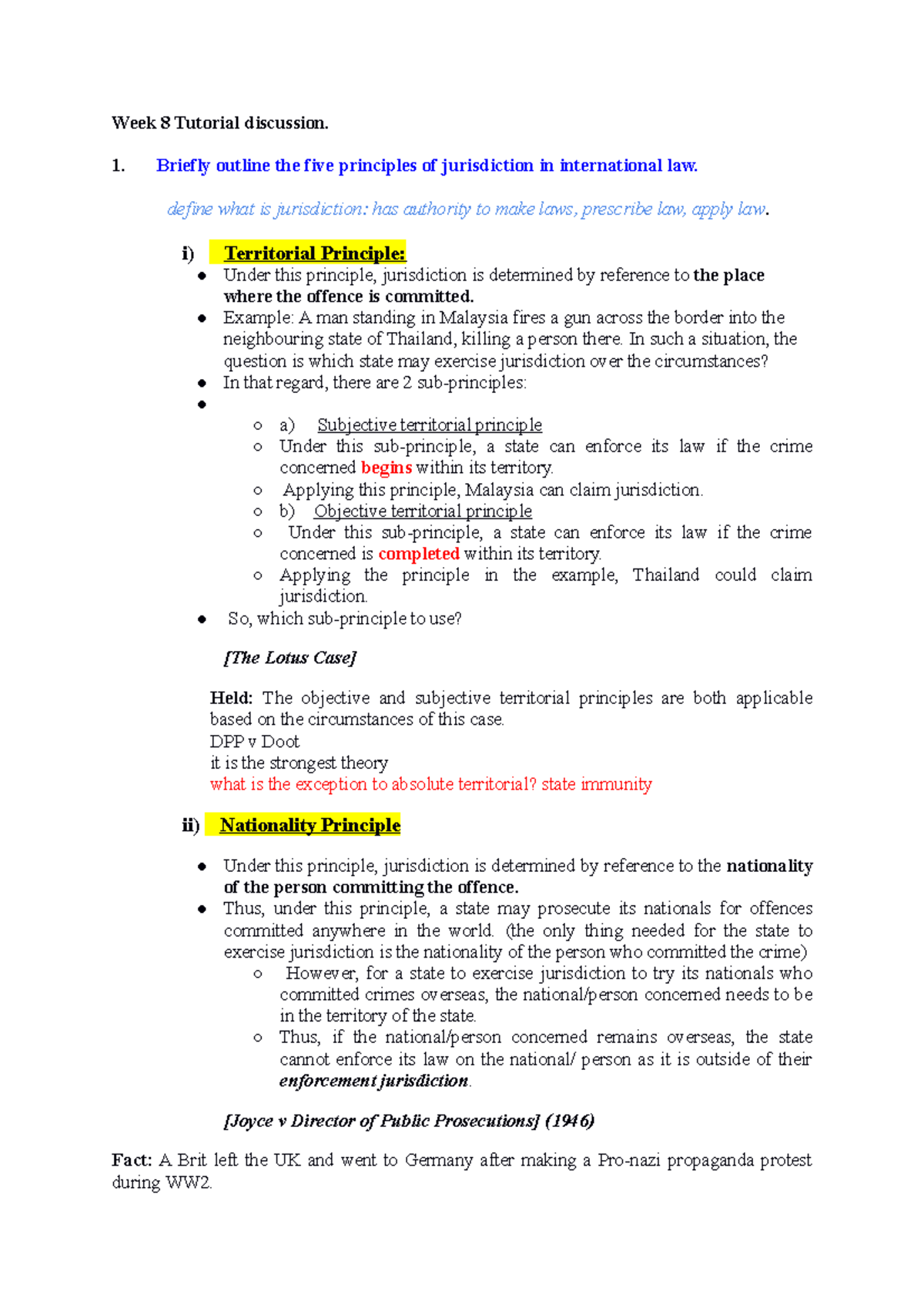 Week 8 Tutorial discussion - Week 8 Tutorial discussion. 1. Briefly ...