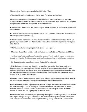 The Americas, Europe, and Africa Before 1492 – Part One - HIST 202 ...