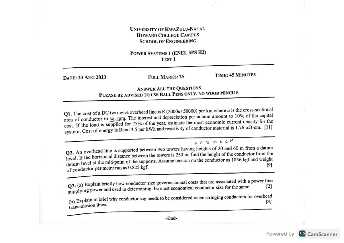 Power systems 1 test 1 2023 - ENEL3PS - Studocu