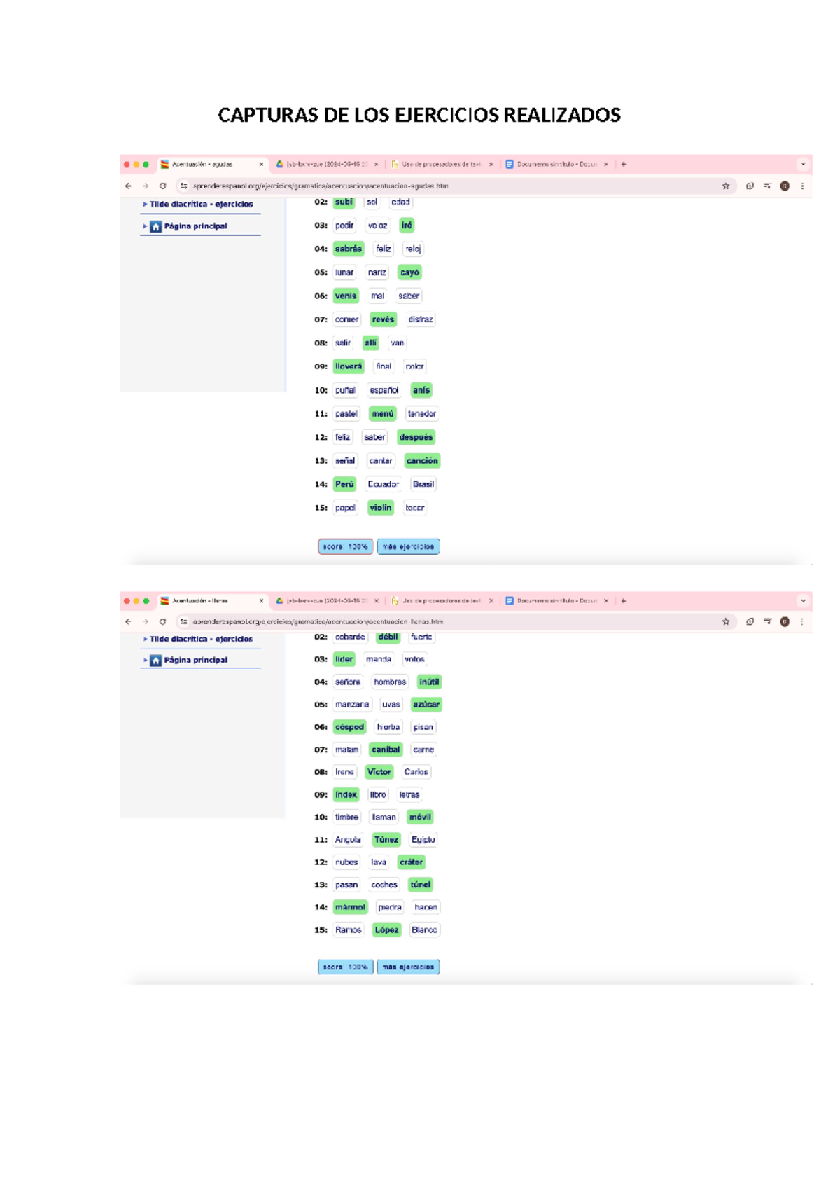 Tarea 3 - Lengua Española Básica I - CAPTURAS DE LOS EJERCICIOS REALIZADOS - Studocu