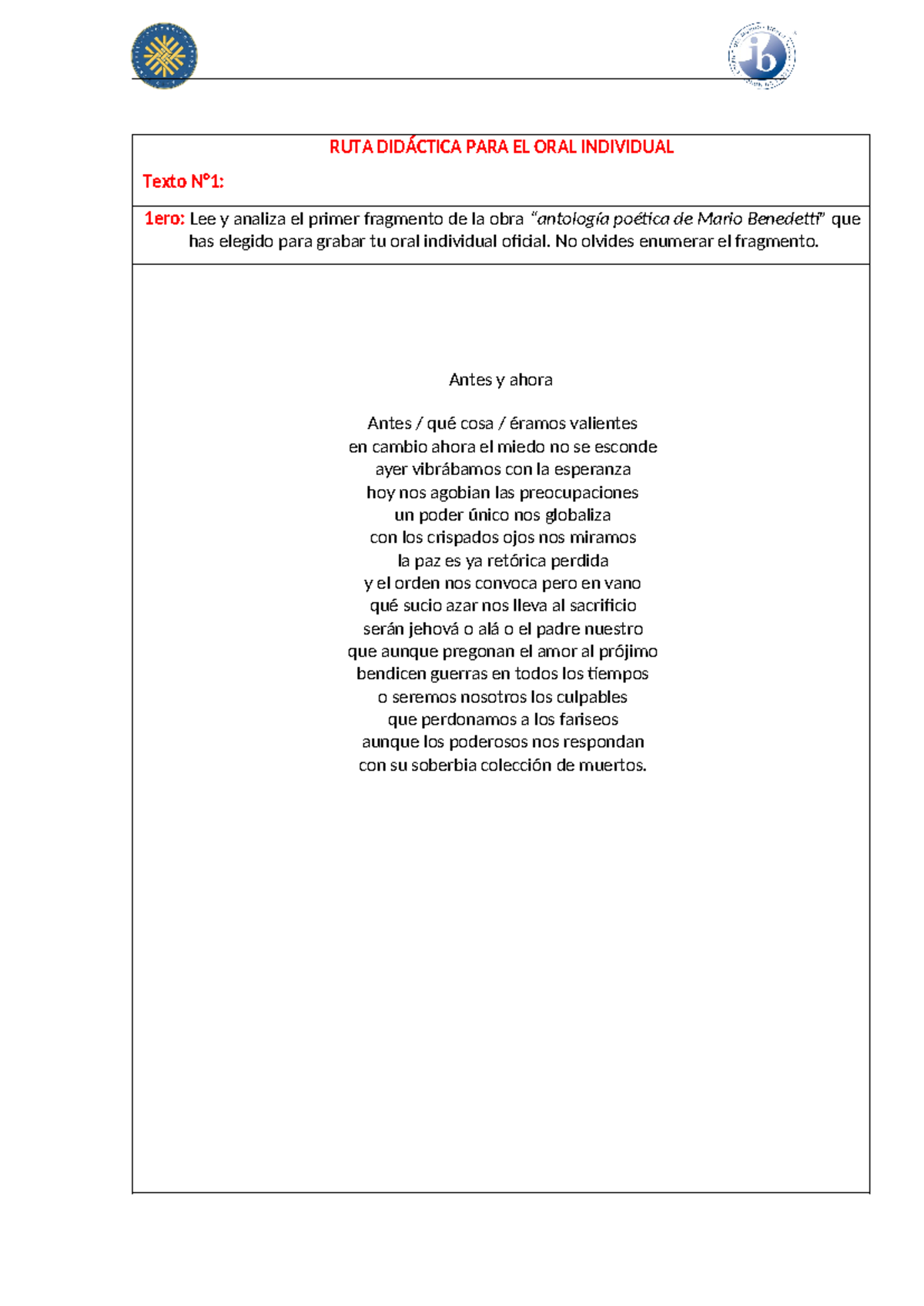 RUTA Didáctica PARA EL ORAL Individual Oficial 2024 5TO - RUTA ...