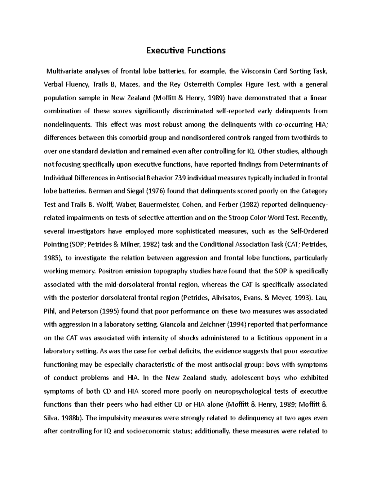 Executive Functions - Executive Functions Multivariate analyses of ...
