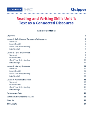 PDF RW-Grade-11 Unit-1 Text-as-a-Connected-Discourse - Reading and Writing Skills Unit 1: Text ...