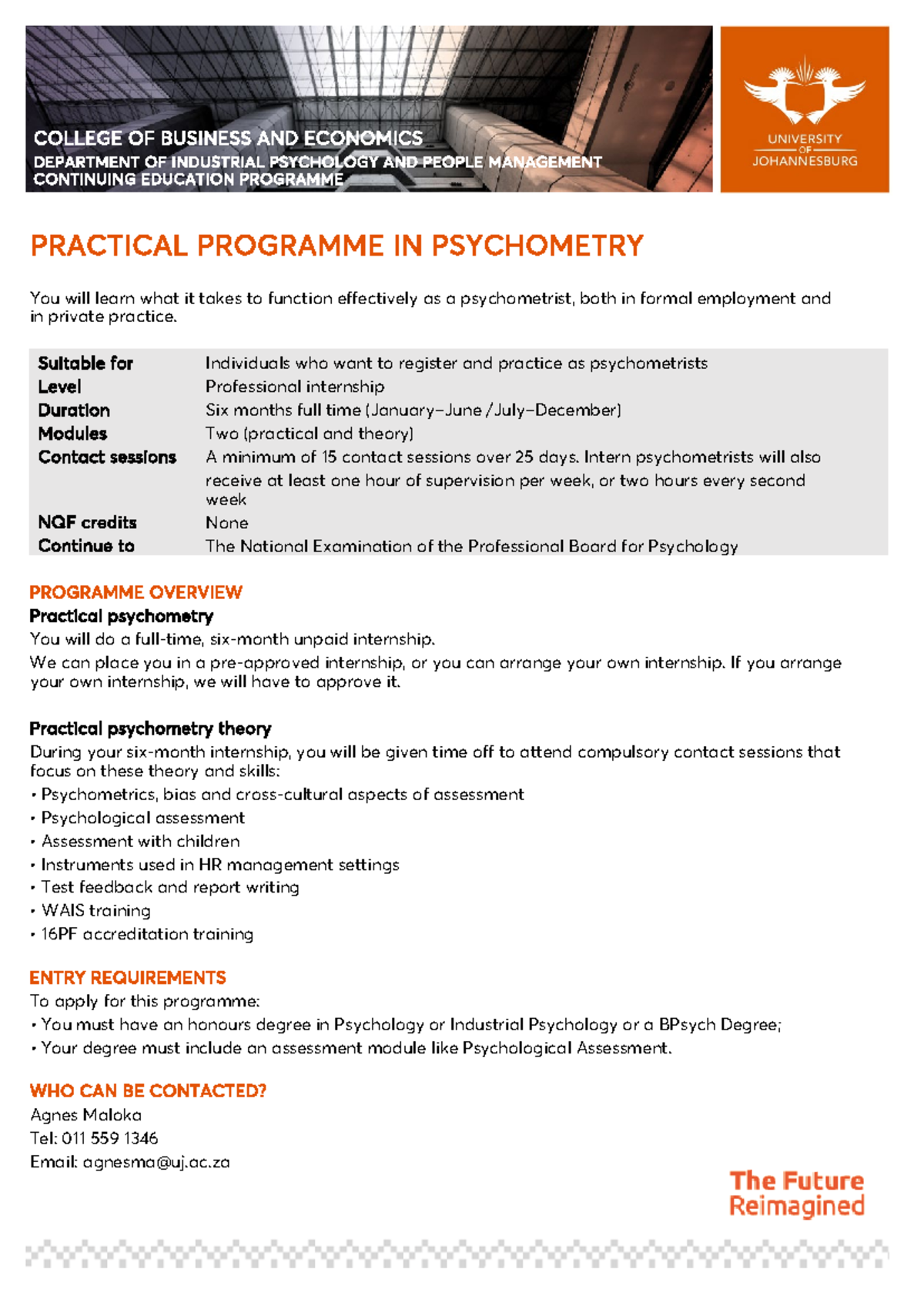 Cep practical-programme-in-psychometry 2022-1 - You will learn what it ...