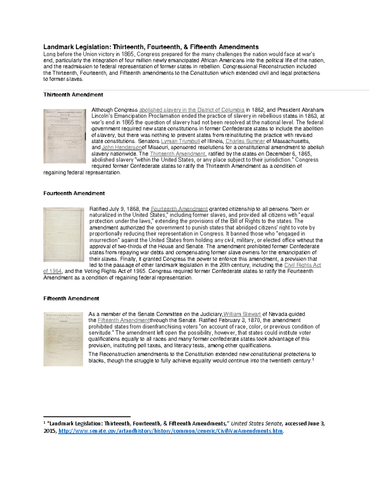 Landmark Legislation 13 14 15 Amendments - Landmark Legislation ...