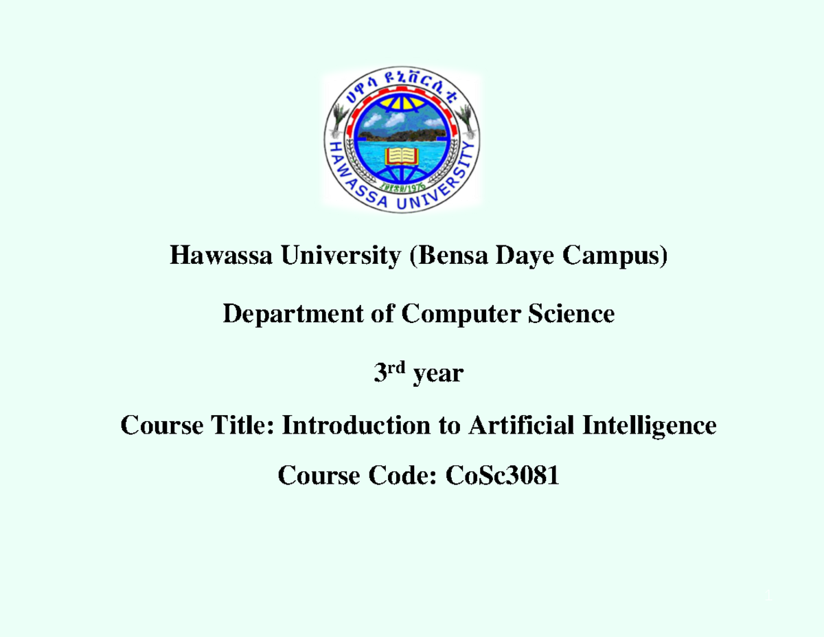 Chapter Three - lecture note for Artificial Intelligence ch_3 - Hawassa University (Bensa Daye ...