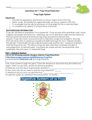 Laboratory Activity No. 7 Part 2 - Name Date Score: / 70 Laboratory No ...