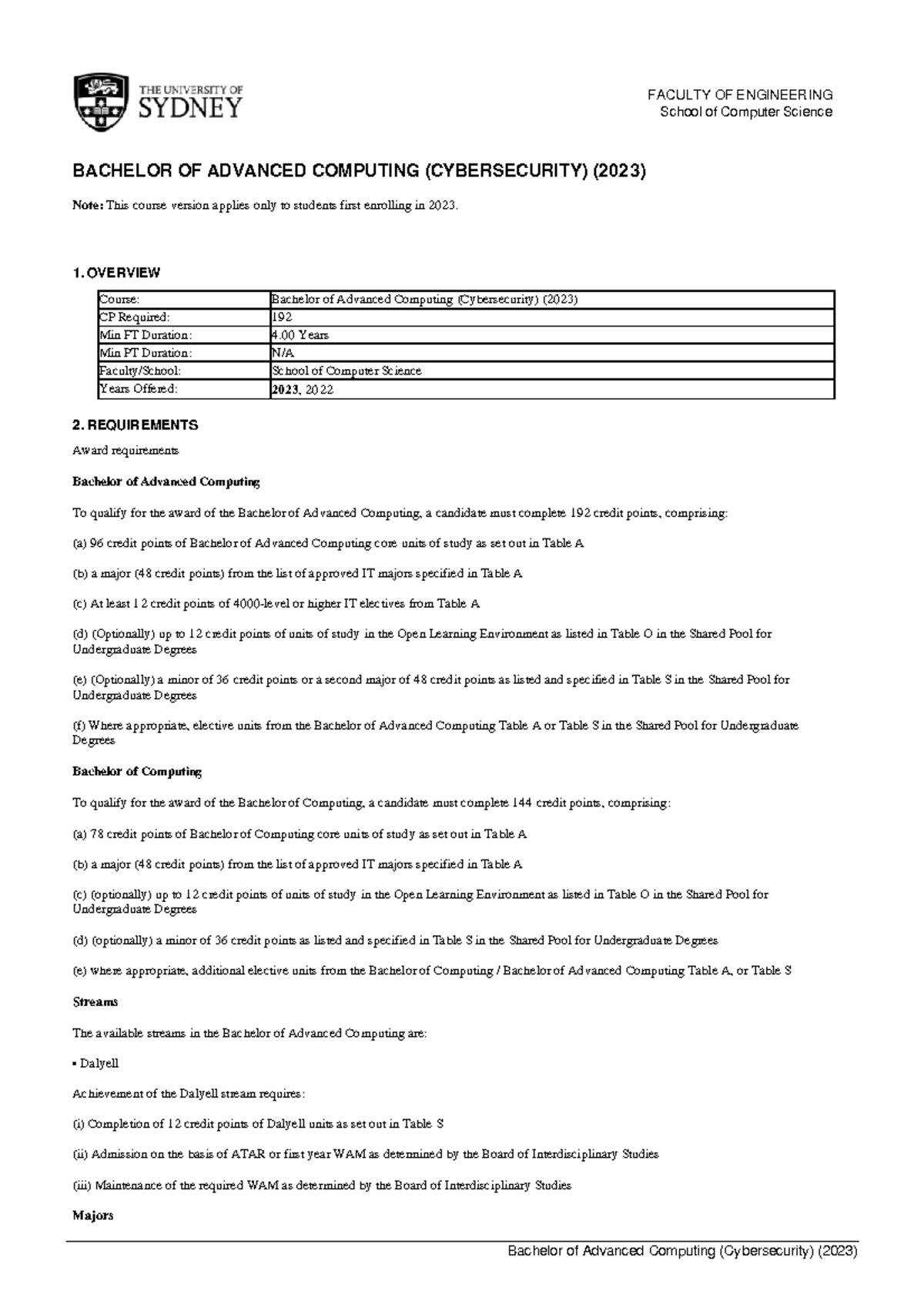 Bachelor of Advanced Computing (Cybersecurity) 2023 - FACULTY OF ...