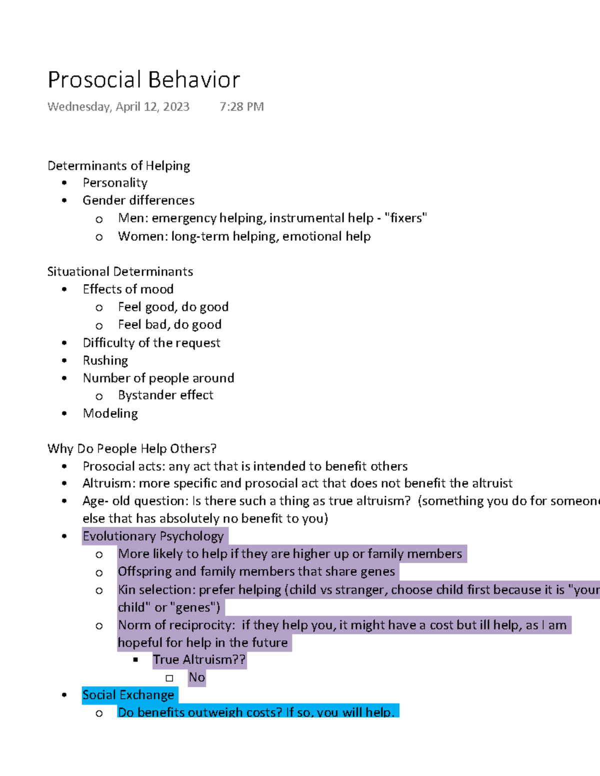 Prosocial Behavior - Determinants of Helping Personality Gender ...