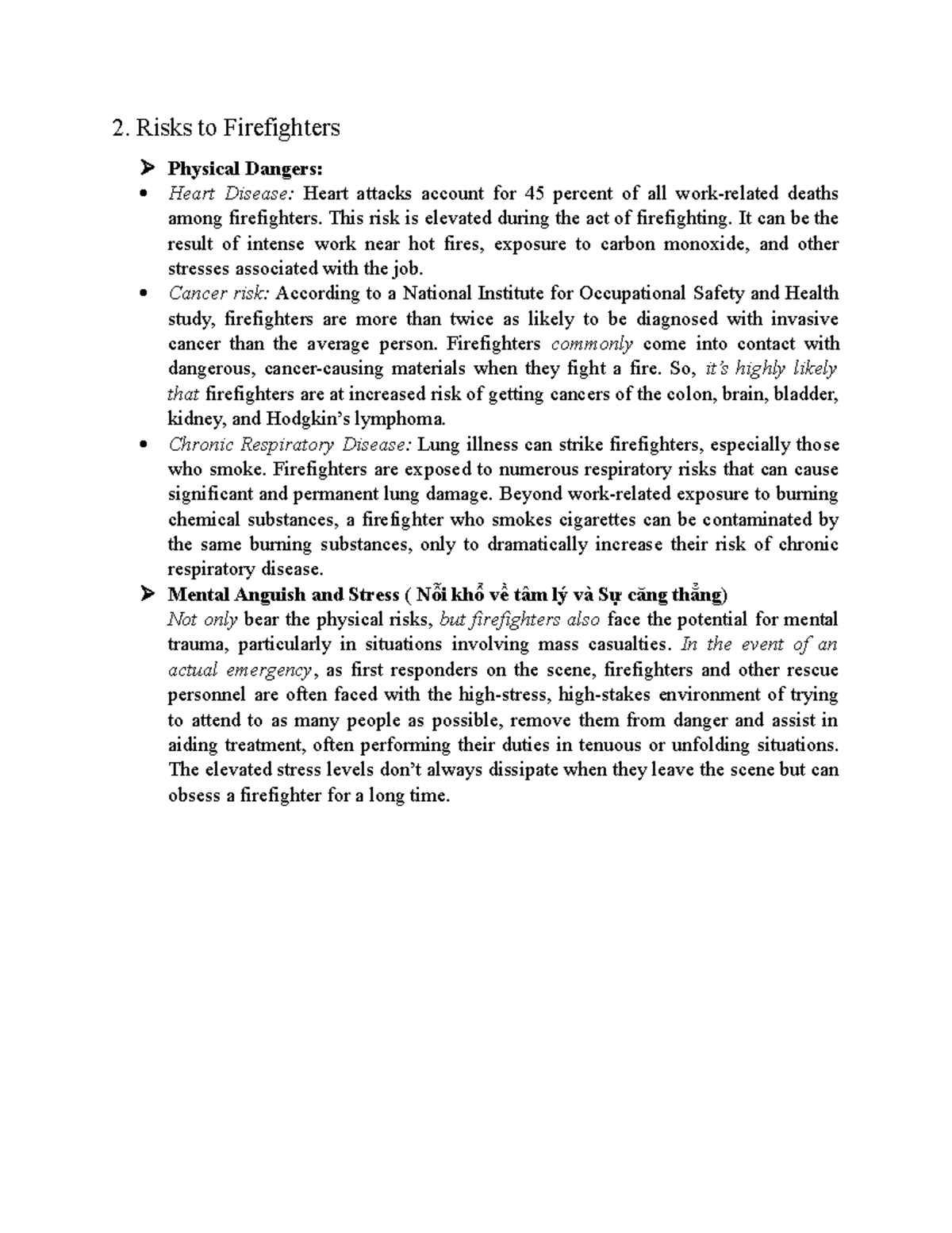 Firefighter - Risks to Firefighters - 2. Risks to Firefighters Physical ...