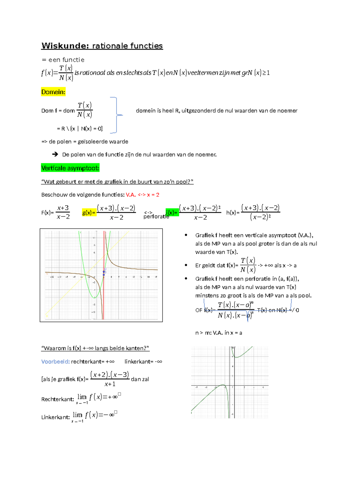 Rationale functies - Wiskunde: rationale functies = een functie f ( x ...