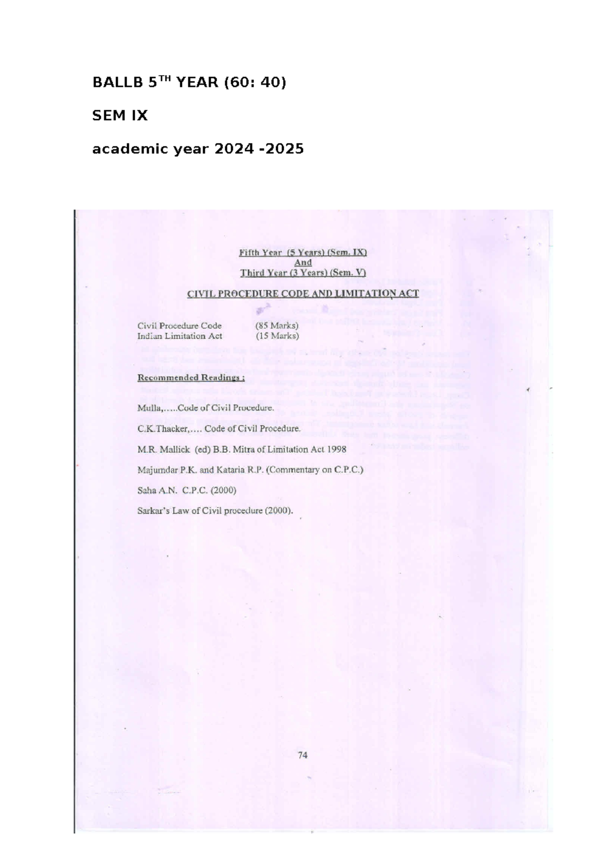 BA.LLB SEM IX 60 -40 - tes6 - BALLB 5TH YEAR (60: 40) SEM IX academic ...