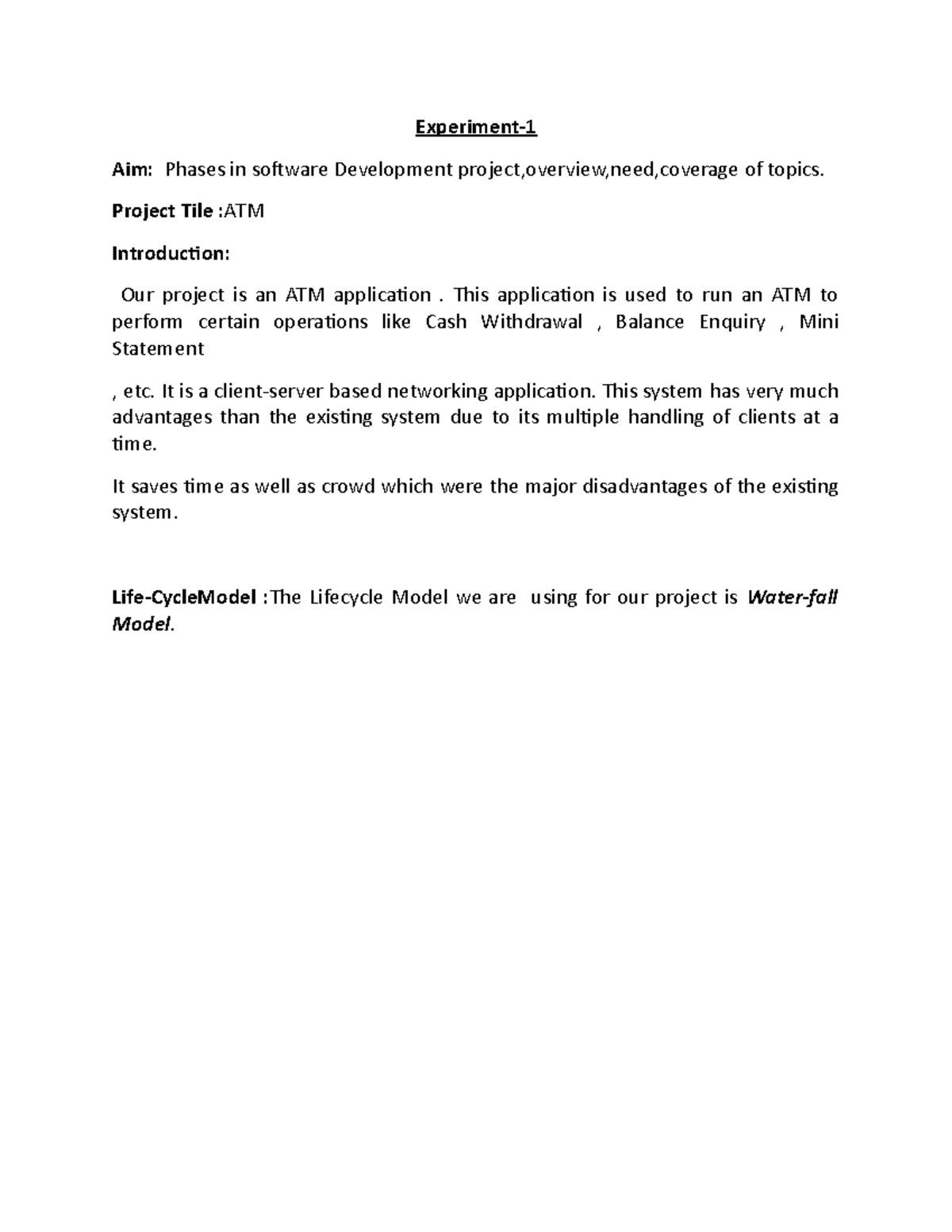 Sepm lab - Software Engineering and project management - Experiment ...