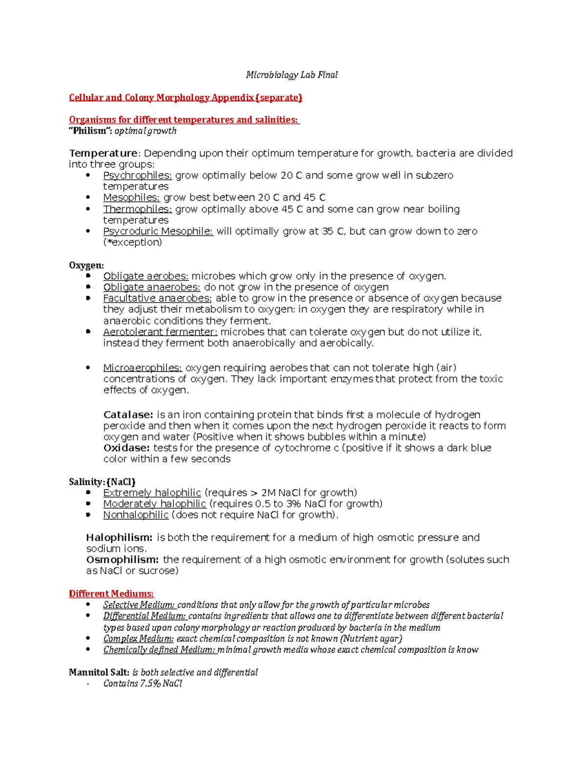 MBC Lab Final Review - Summary Microbiology - Microbiology Lab Final ...