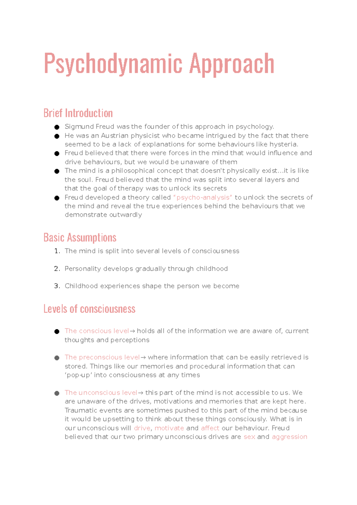 Psychodynamic Approach - Psychodynamic Approach Brief Introduction ...