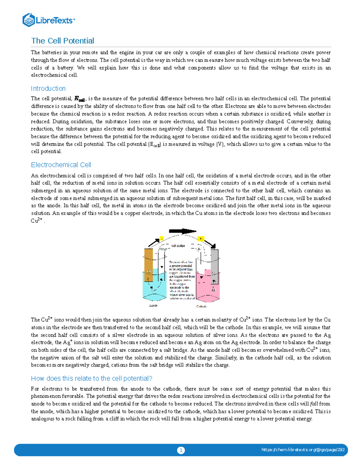 The Cell Potential - The Cell Potential The batteries in your remote ...