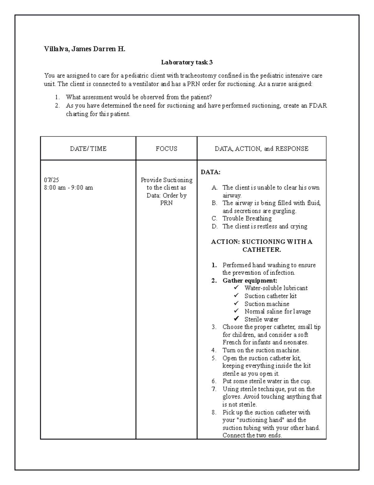 NCMA 219 RLE Course TASK 3 - Villalva, James Darren H. Laboratory task ...