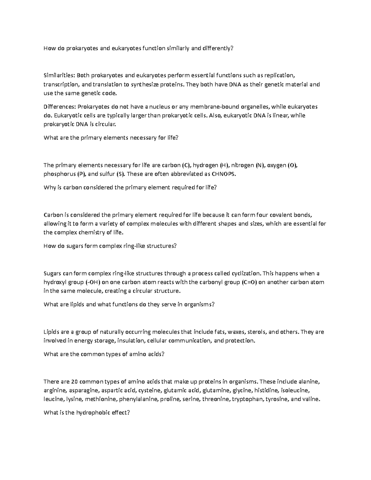 final exam revision Questions - How do prokaryotes and eukaryotes ...