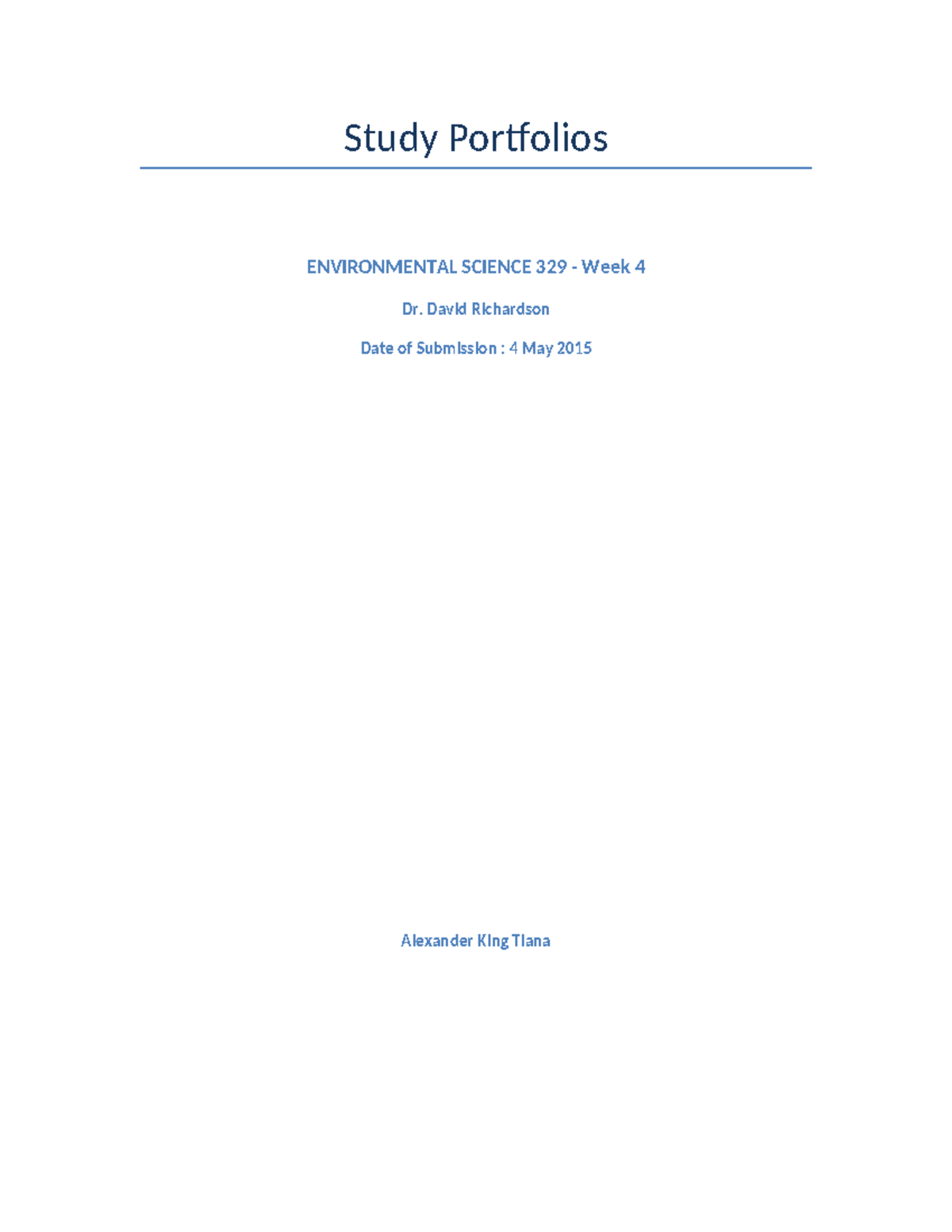 Environmental Science-329-Study Portfolios - Study Portfolios ...