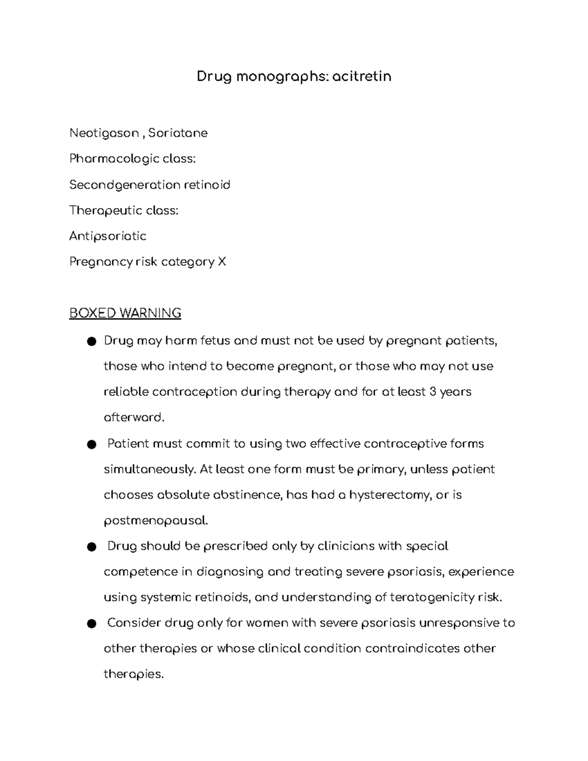 Drug monographs acitretin - Drug monographs: acitretin Neotigason ...
