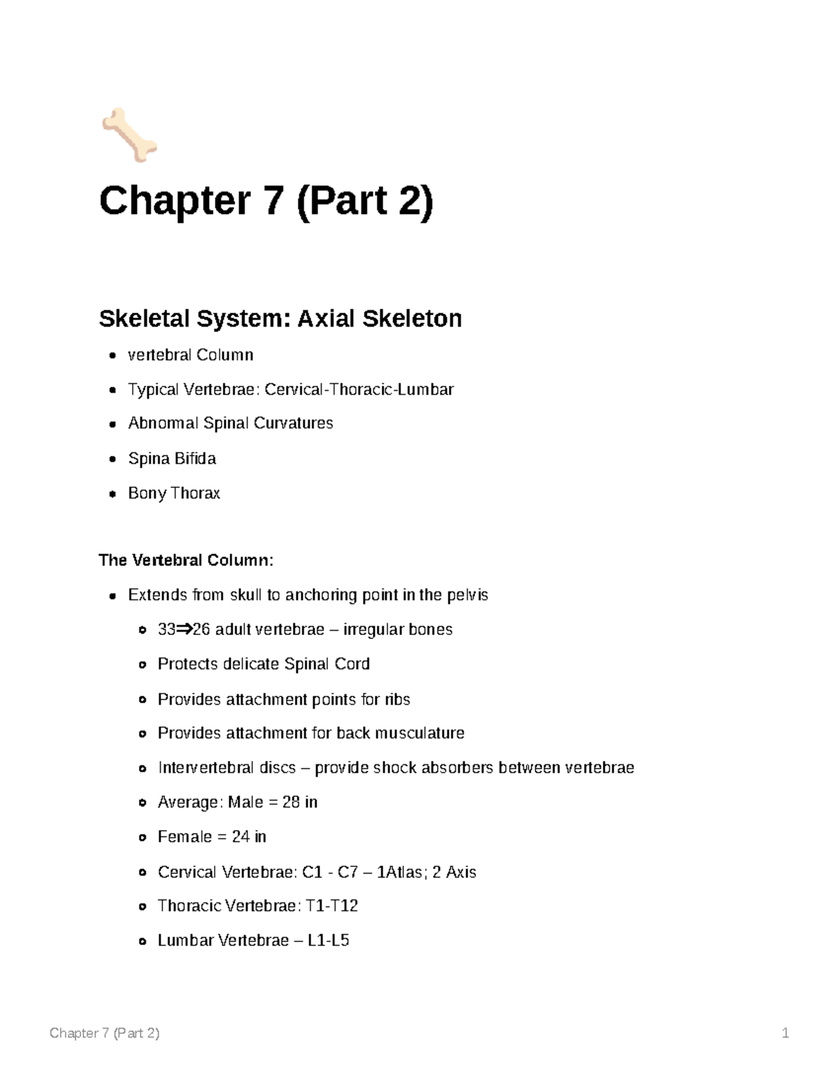 Chapter 7 (Part 2) - Axal skeleton - â Chapter 7 (Part 2) Skeletal System: Axial Skeleton ...