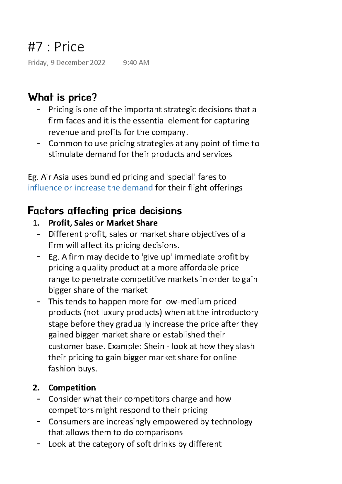 7 Price - Module: Fundamentals Marketing - Pricing is one of the ...