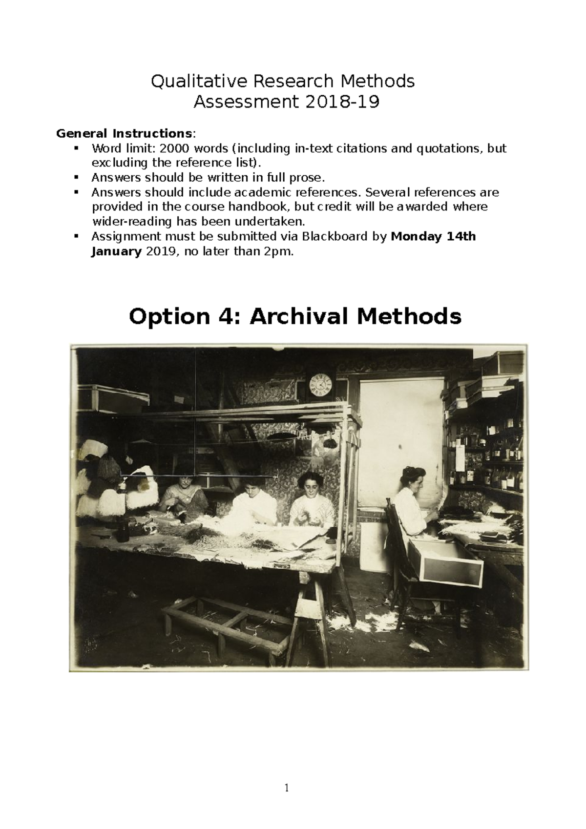 Assessed Archival Methods booklet 2018-19 - Qualitative Research ...