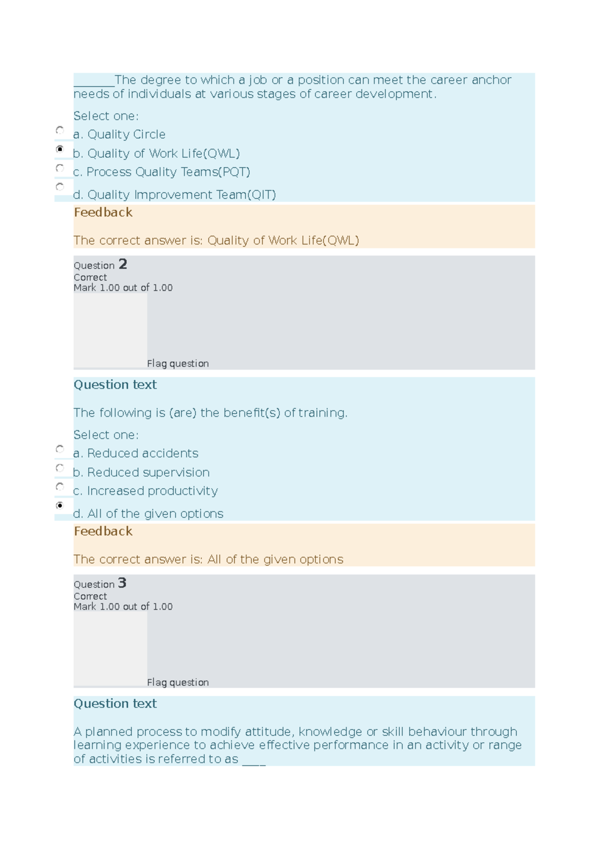 Total Quality Management 731 Assigment 1 and 3 - _______The degree to which a job or a position ...