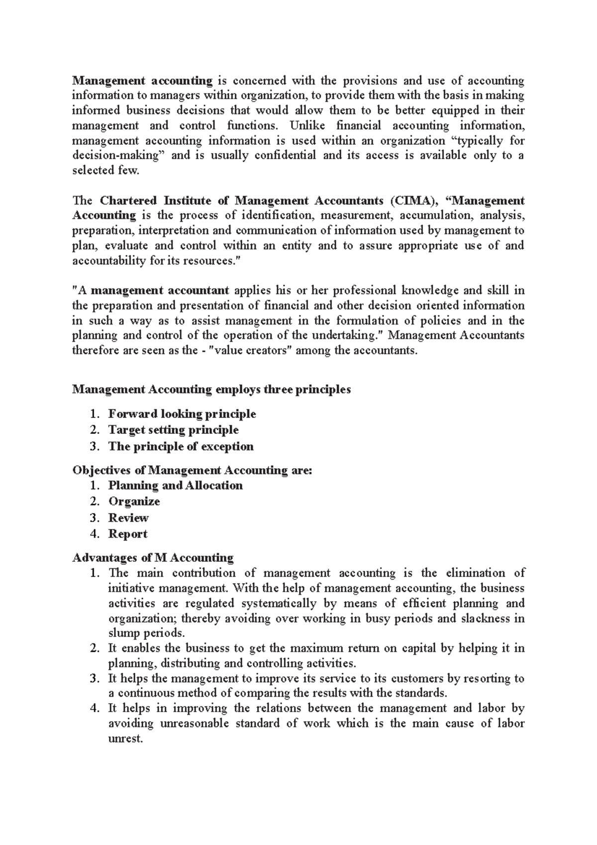 M Accounting Notes - Management accounting is concerned with the ...