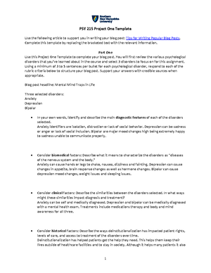 PSY260 Project One - Project One Hayley Ogle Southern New Hampshire ...