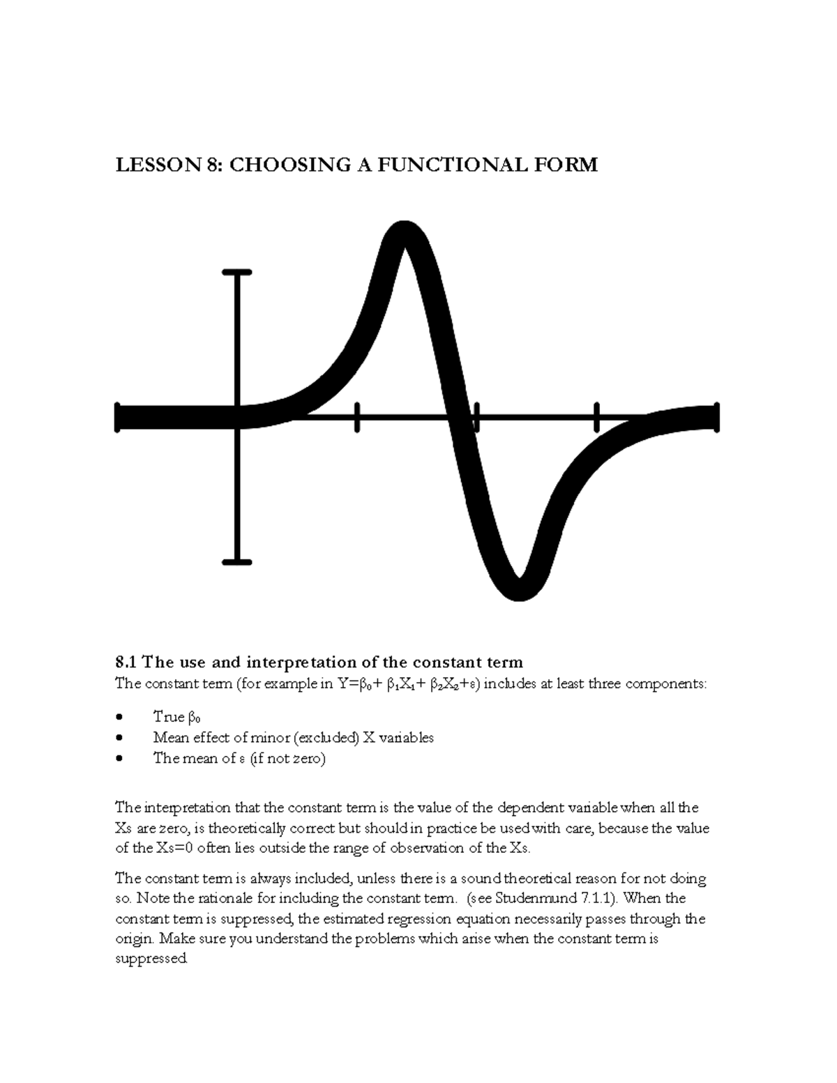 Lesson 8 Choosing a functional form - LESSON 8: CHOOSING A FUNCTIONAL ...