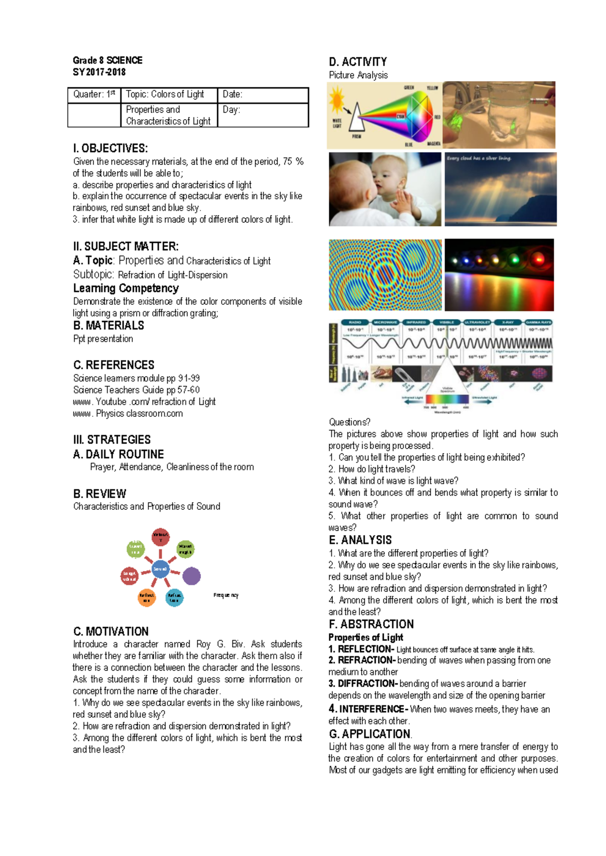 Colors-and-light-lesson-plan compress - Grade 8 SCIENCE SY 2017- 2018 ...