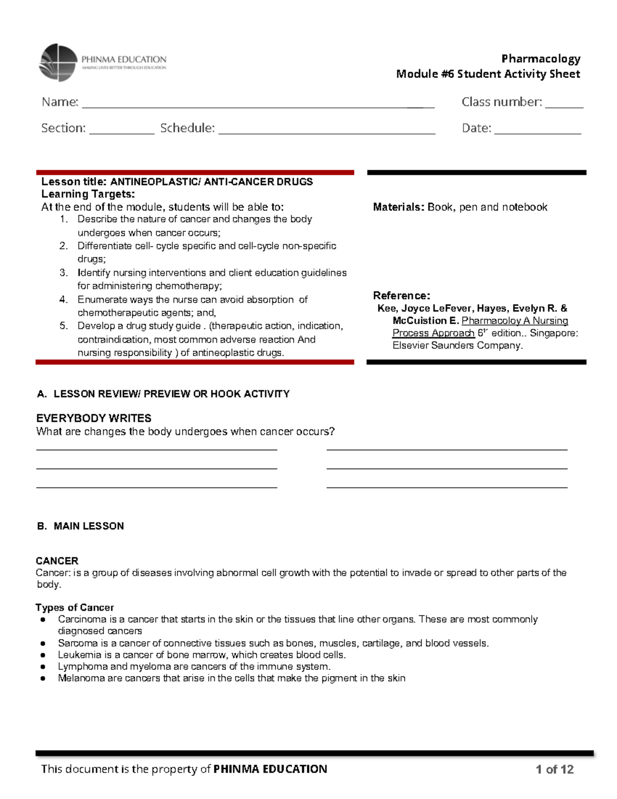 care of mother, adolecents. - Module # 6 Student Activity Sheet Name ...