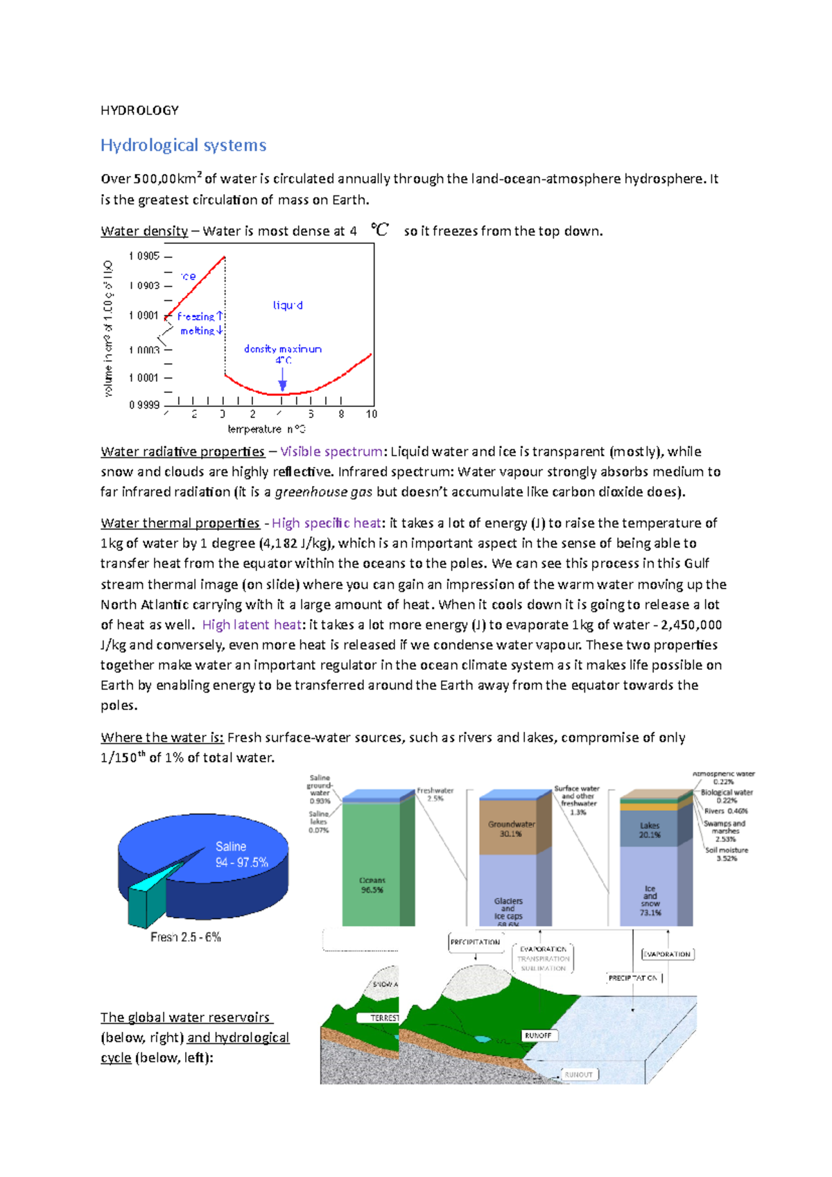 Earth Lecture Notes Hydrology - HYDROLOGY Hydrological systems Over 500 ...