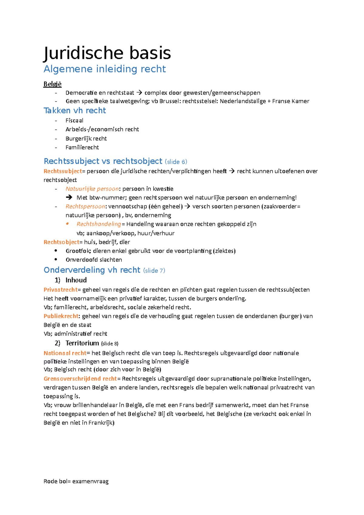 Juridische basis les 1,2,3,4 - Juridische basis Algemene inleiding ...