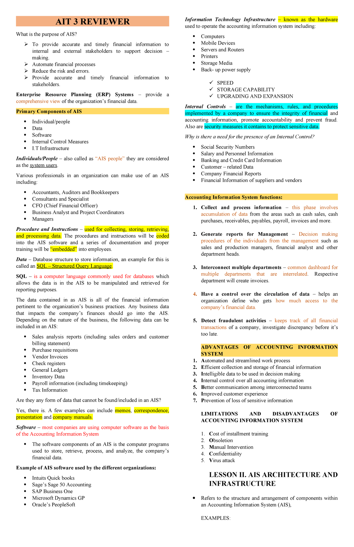 AIT-3- Reviewer - Thanks - AIT 3 REVIEWER What is the purpose of AIS ...